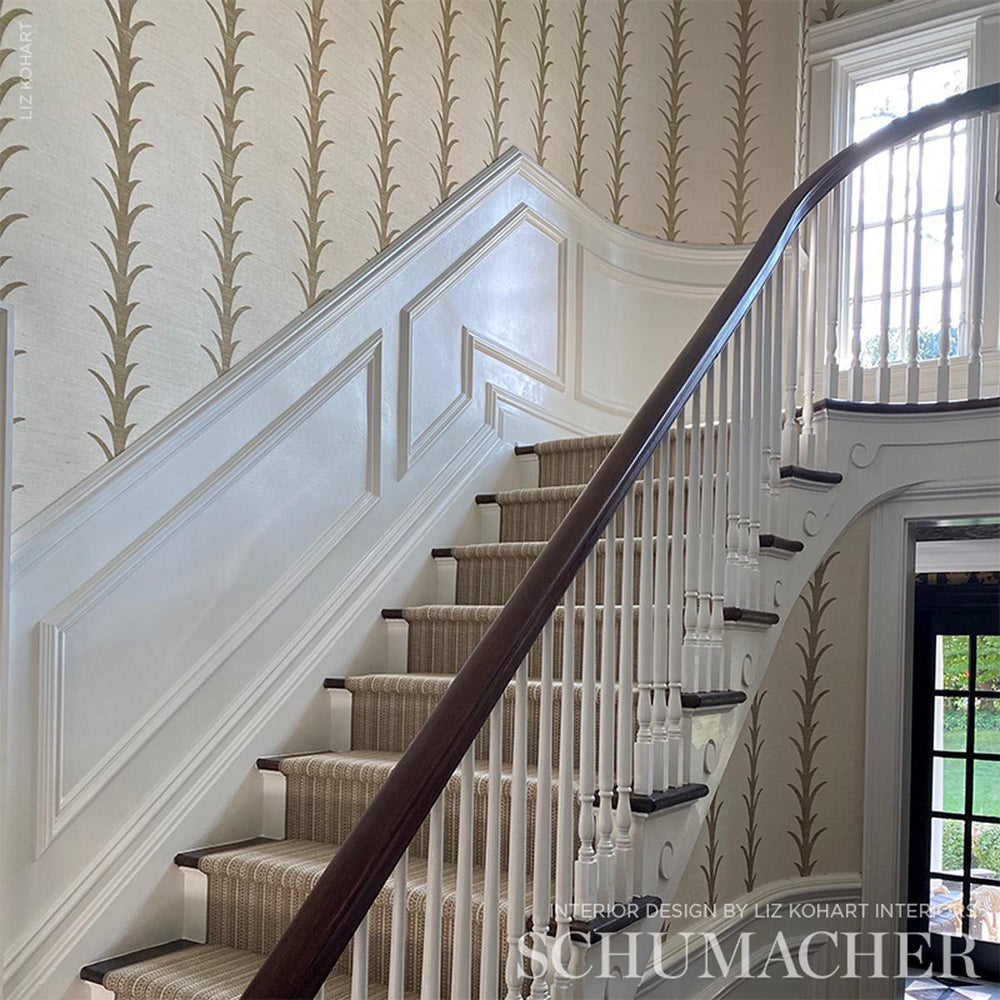 Schumacher Acanthus Stripe Sisal Wallpaper | A Cottage in the City